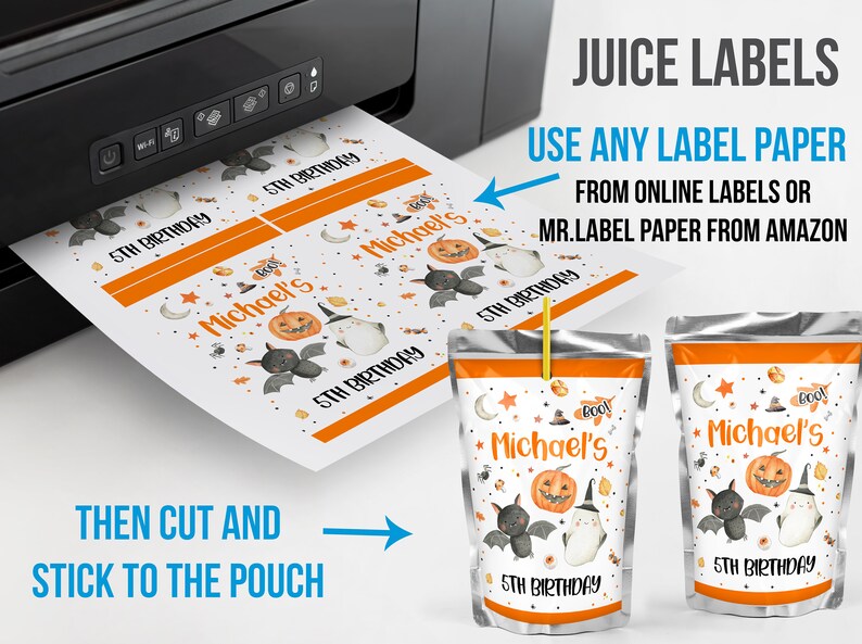 Halloween Birthday Party Decor - Ghost Editable Chip Bag Label Wrapper ...