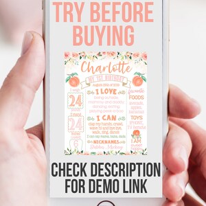 Peach First Birthday Chalkboard Sign - Sweet as a Peach 1st Party Chalk ...
