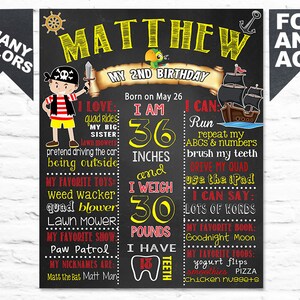 Printable Pirate Birthday Chalkboard Sign 2nd Birthday | Etsy