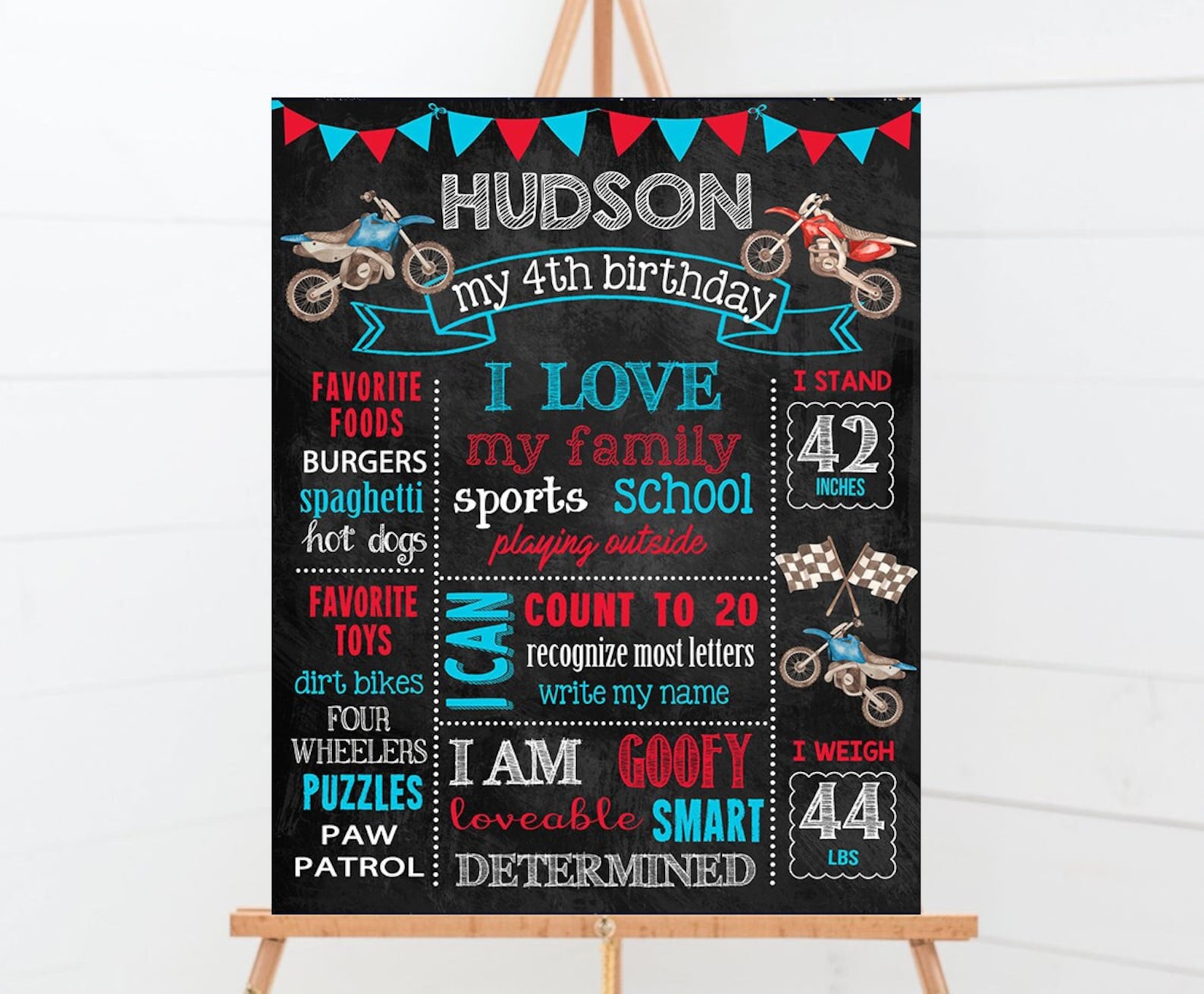 Printable Dirt Bike Birthday Party Chalkboard Sign - Race Bday ...