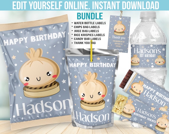 Dumpling Birthday Party Decor Dim Sum Chip Bag Label Favors - Etsy