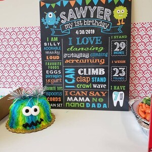 Monster Birthday Chalkboard Sign Little Monsters First Birthday Poster ...
