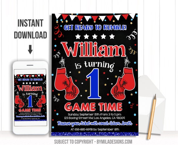Boxing Birthday Party Invitation Editable Invite Template - Etsy