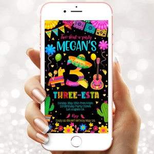 Three-esta Birthday Party Invitation - Fiesta 3rd Bday Invites for a ...