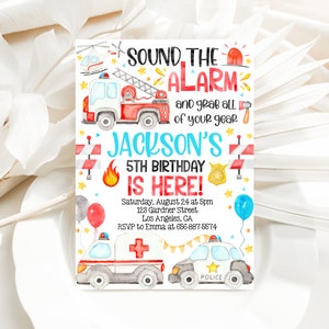 First Responders Birthday Party Invitation Calling All Units, Emergency ...