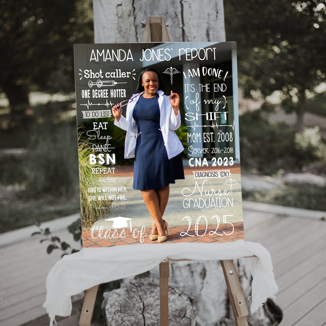 Nurse Graduation Sign With Photo - Doctor RN BSN 2025 Grad Gift ...