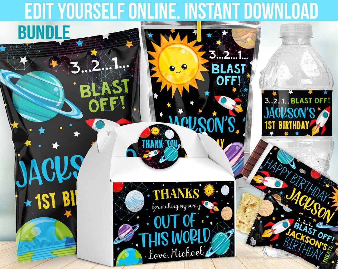 Space Birthday Party Decor Galaxy Chip Bag Label Favors - Etsy