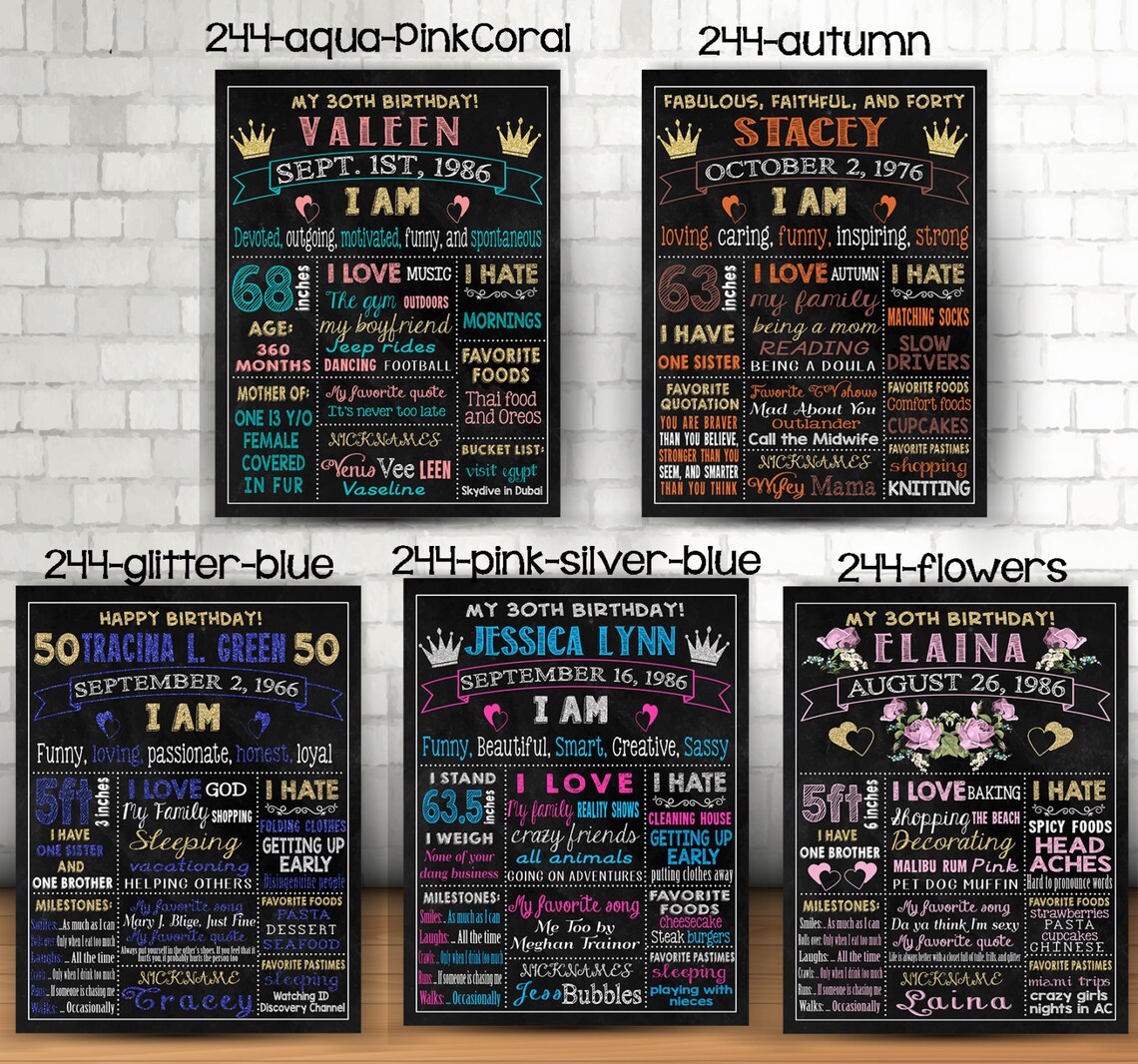Printable ADULT 40th Birthday Chalkboard Sign 20th 30th 50th - Etsy