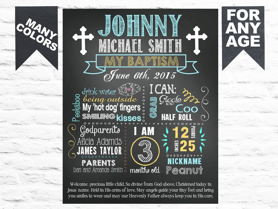 Printable Baptism Christening Poster Banner Sign Milestone for | Etsy