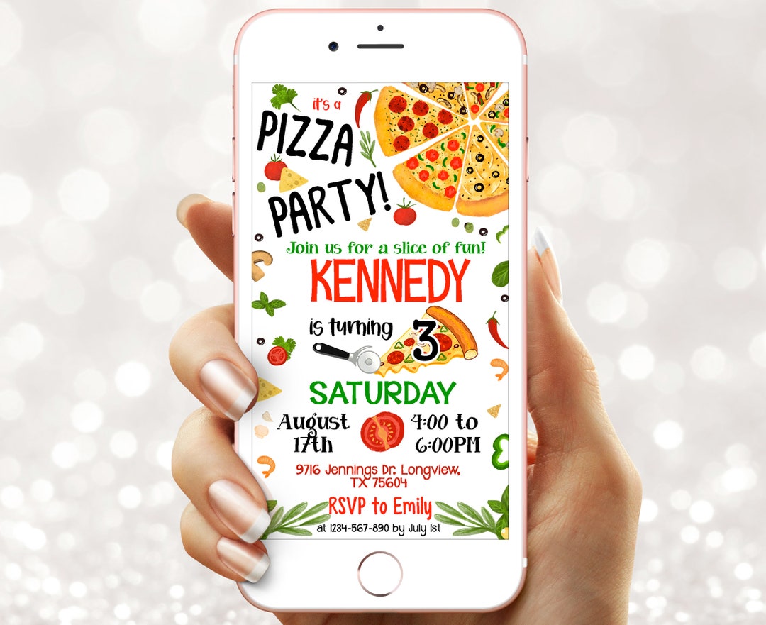 Digital Pizza Birthday Party Invitation - Electronic E Invite - Edit ...