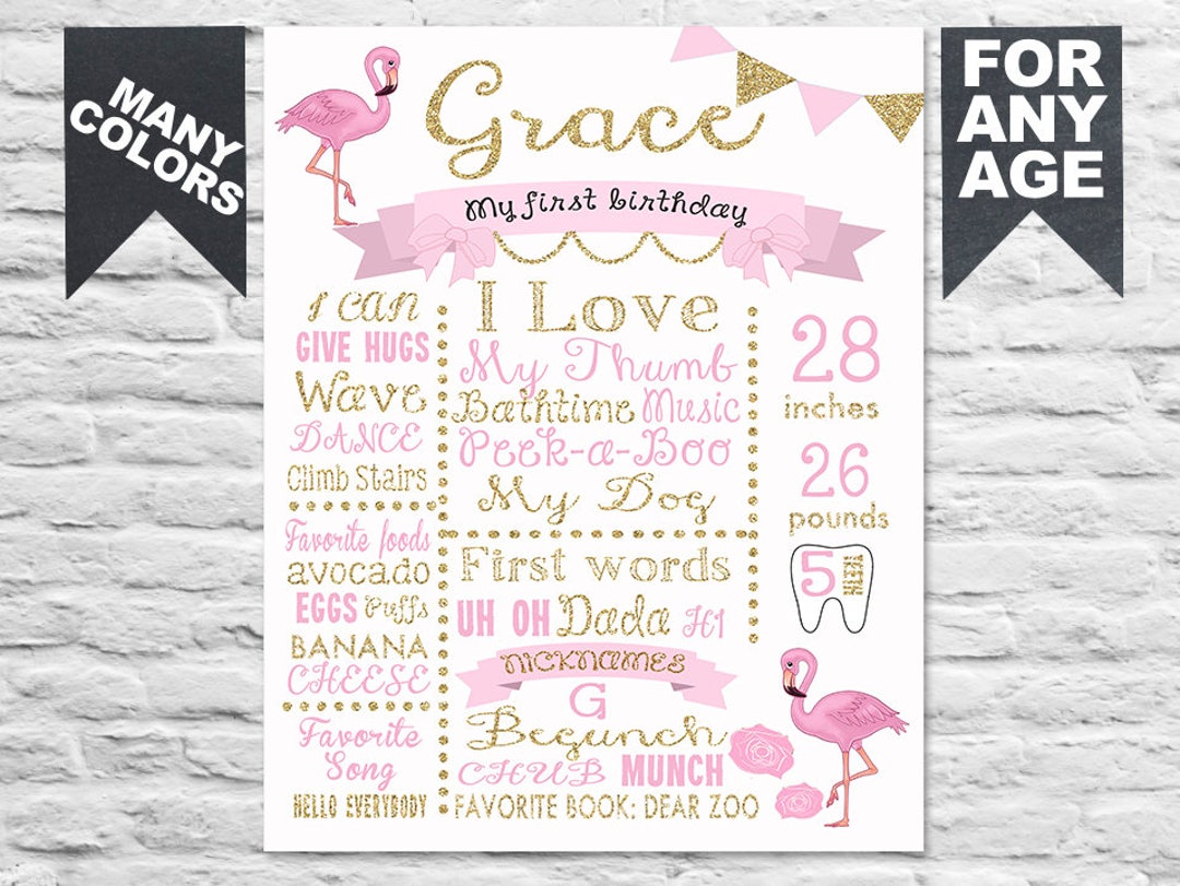 Printable Pink Flamingo Birthday Sign Flamingo First Birthday ...