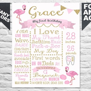 Printable Pink Flamingo Birthday Sign Flamingo First Birthday ...
