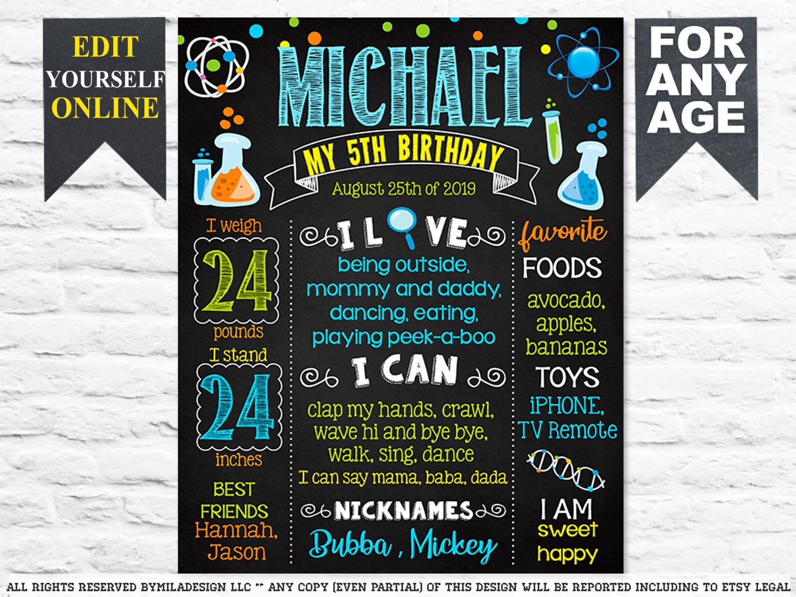 Science Birthday Chalkboard Sign Party Chalk Board Poster | Etsy