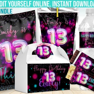 13th Birthday Party Favors - Thirteen Chip Bag Label Supplies Treats ...