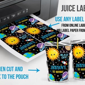 Space Birthday Party Decor - Galaxy Chip Bag Label Favors - Planets ...