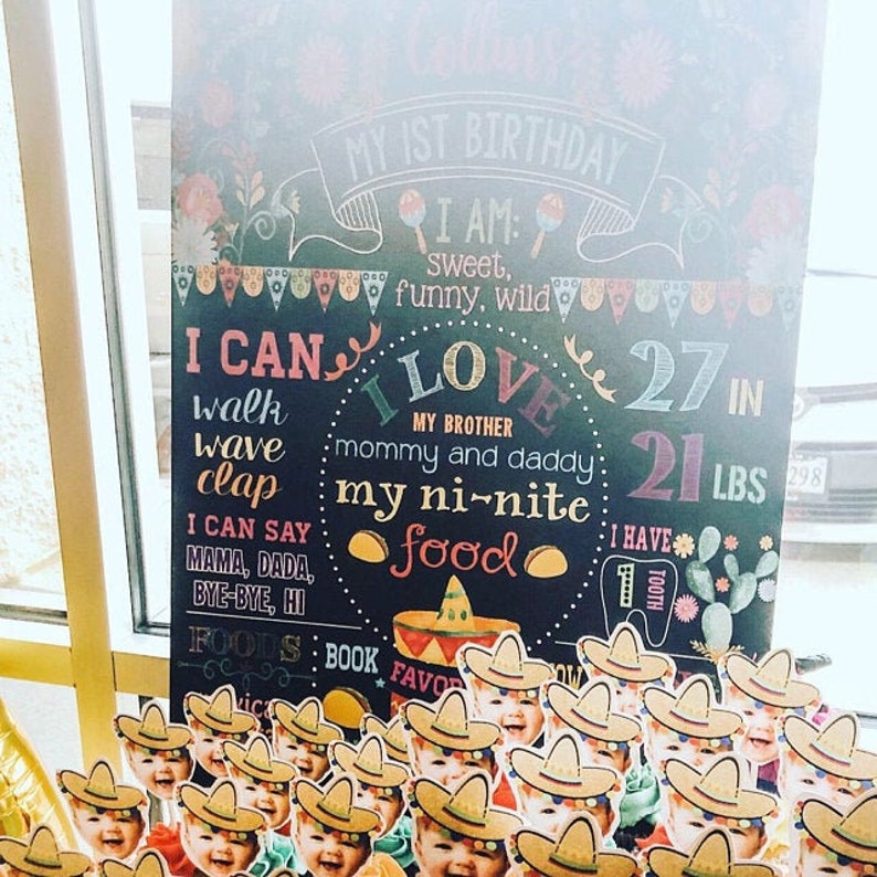 Fiesta Mexican First Birthday Chalkboard Sign 1st B-day - Etsy