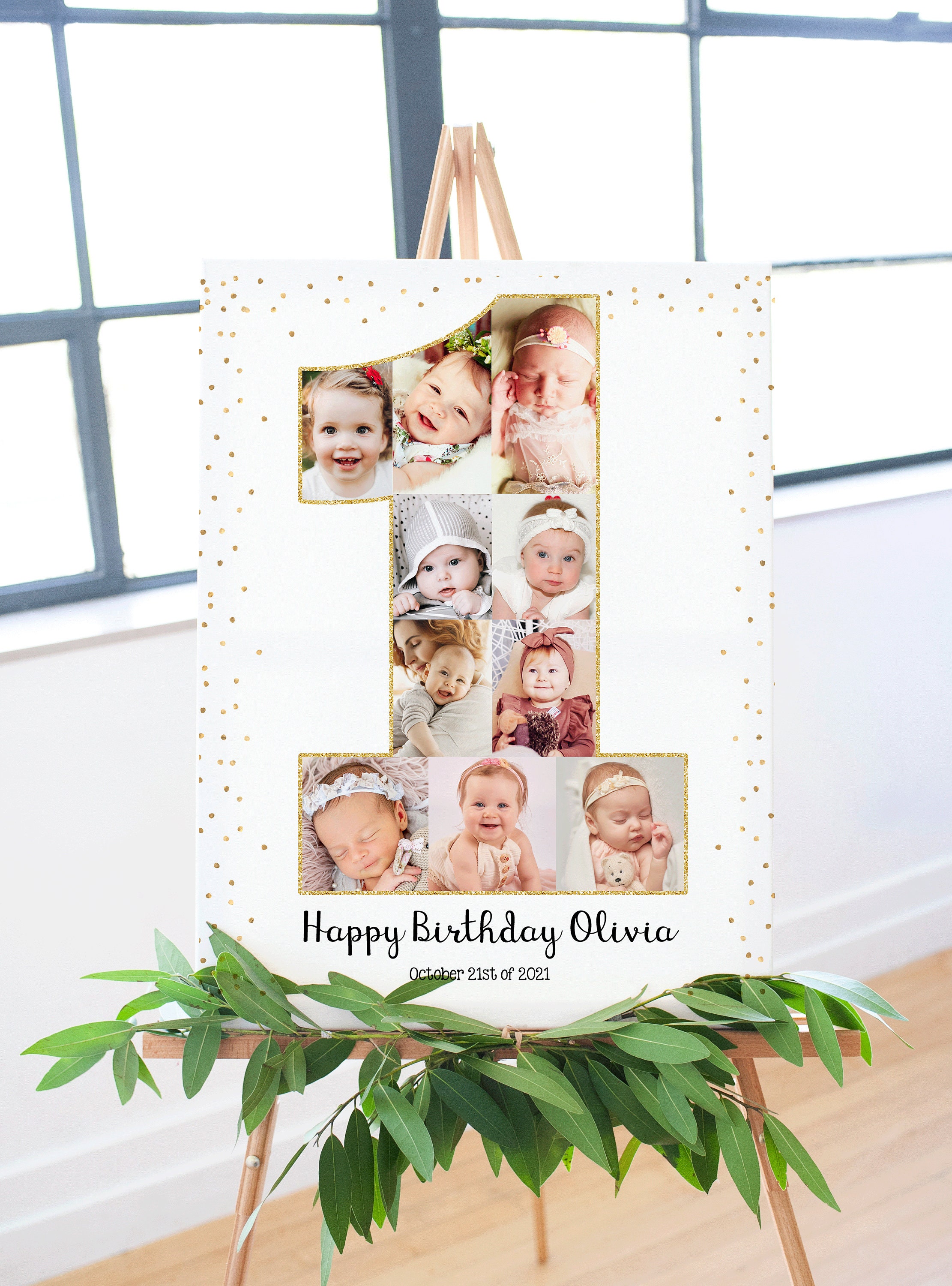 First Birthday Collage Template 1st Party Photo Sign Poster - Etsy UK