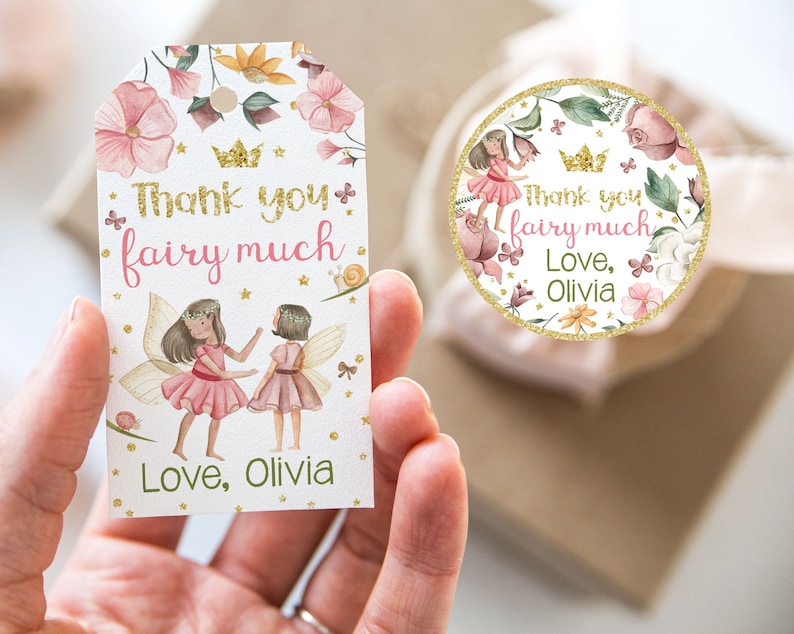 Editable Fairy Birthday Favor Tag Label - Printable Treat Bag Template ...