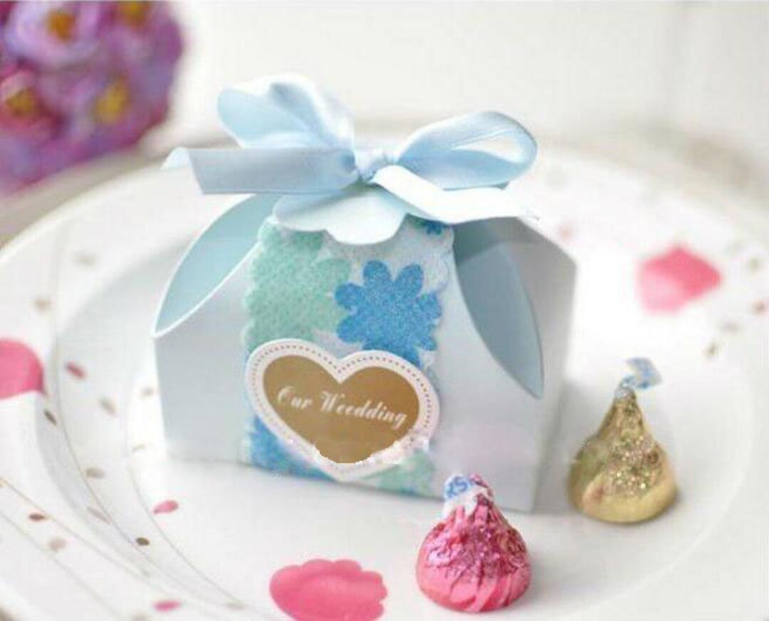 Blue Favor Box - Rectangular Favor Box - Wedding Favor Boxes - Birthday ...