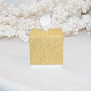 Gold Glitter Favor Boxes - Sparkling Favor Boxes - Wedding Favor Boxes ...