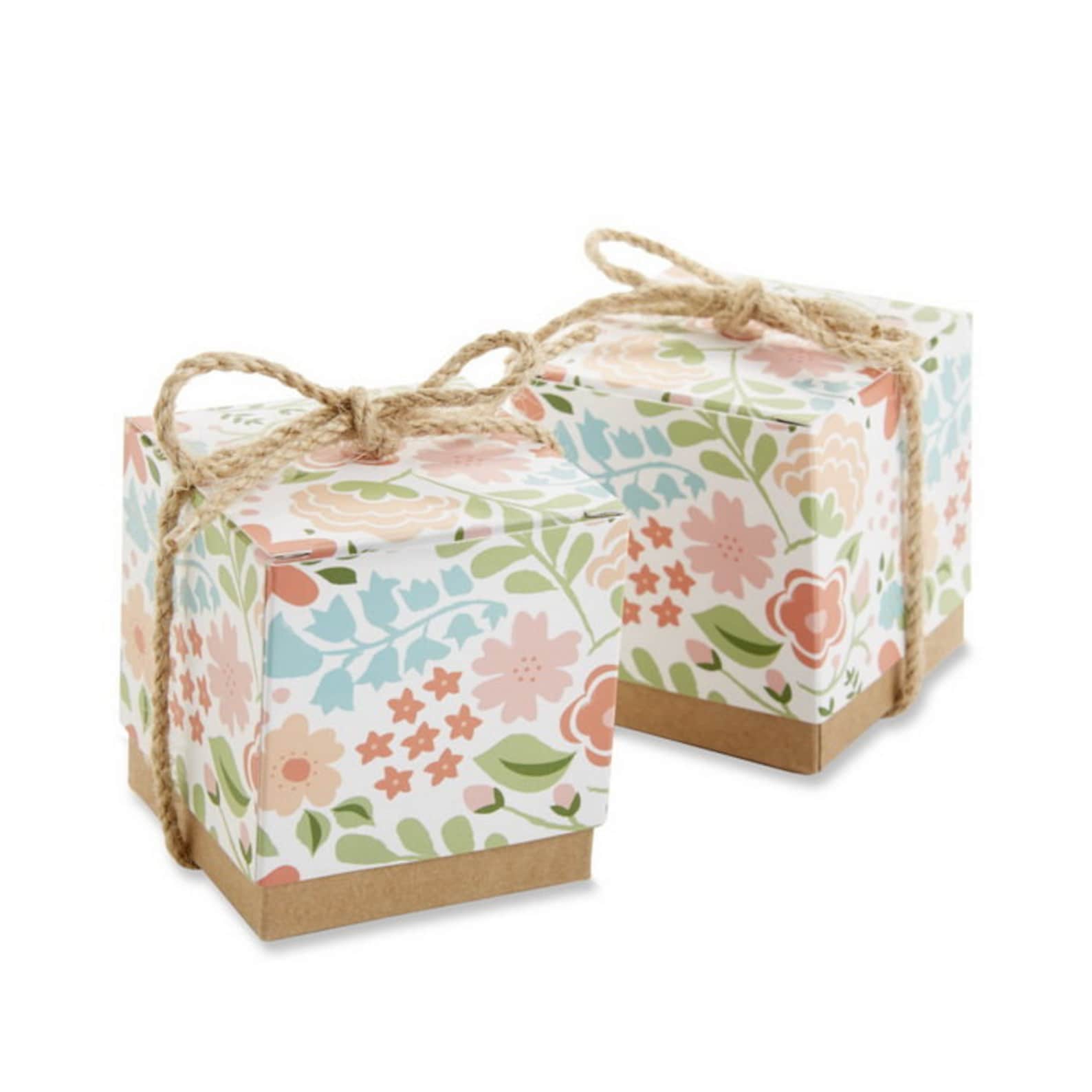 Vintage Floral Favor Box With Tag - Flowers Box - Wedding Favor Box ...