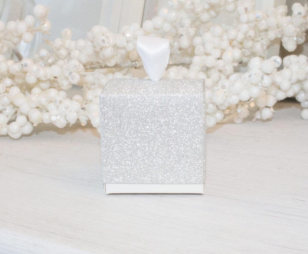 Silver Glitter Favor Boxes Sparkling Single Cupcake Boxes, Wedding ...