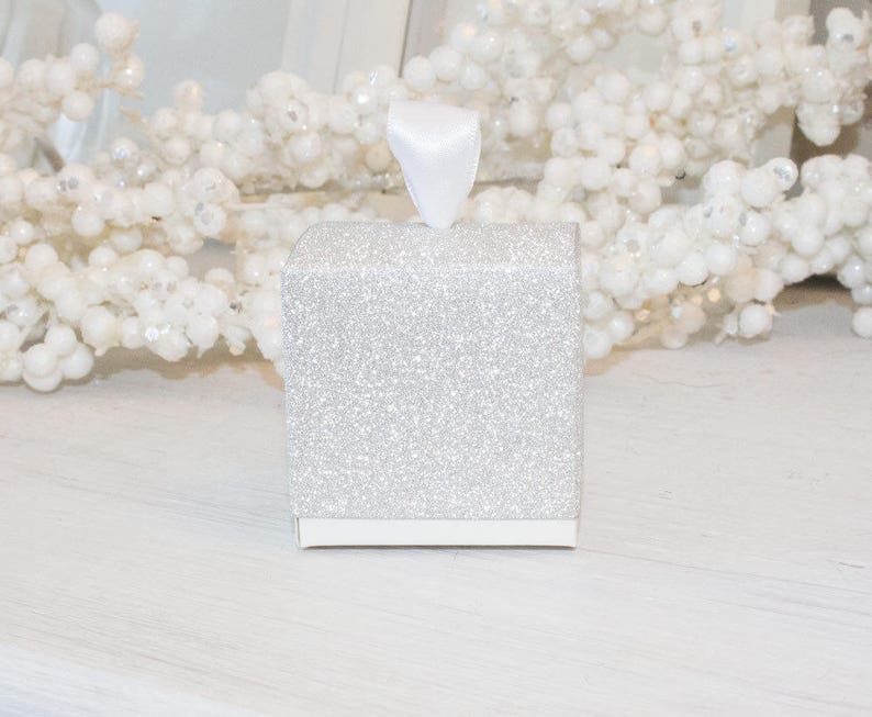 Silver Glitter Favor Boxes Sparkling Single Cupcake Boxes - Etsy