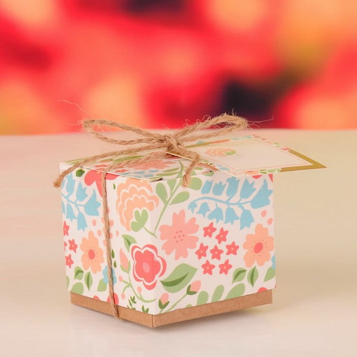 Vintage Floral Favor Box With Tag - Flowers Box - Wedding Favor Box ...