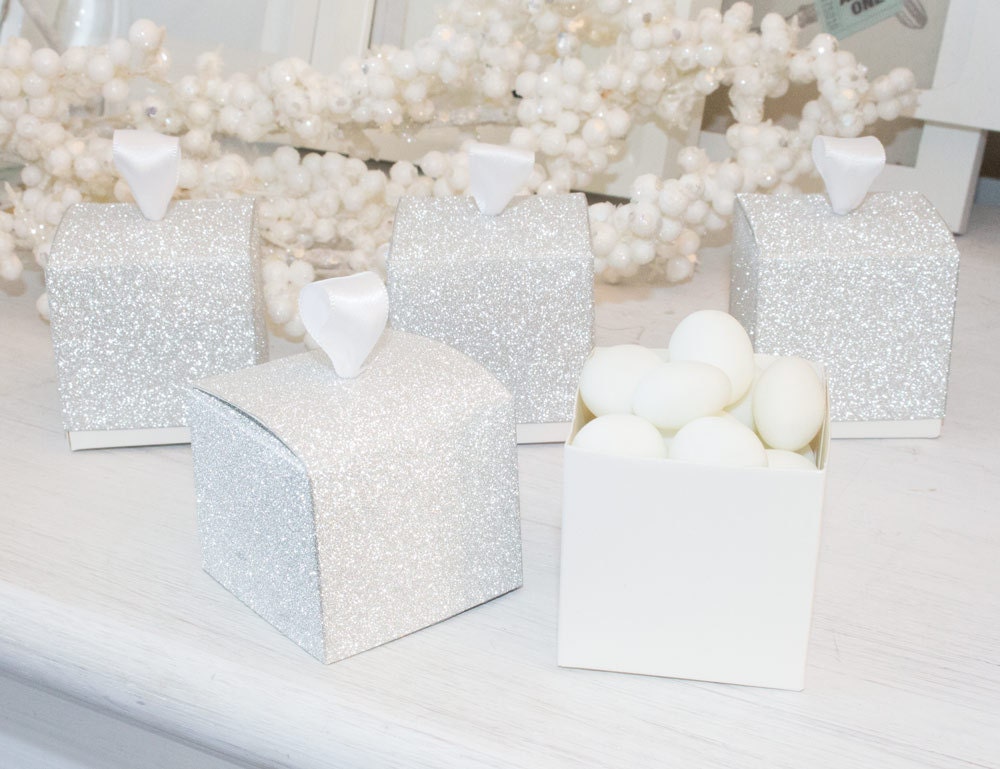 Silver Glitter Favor Boxes Sparkling Cupcake Candy Boxes | Etsy