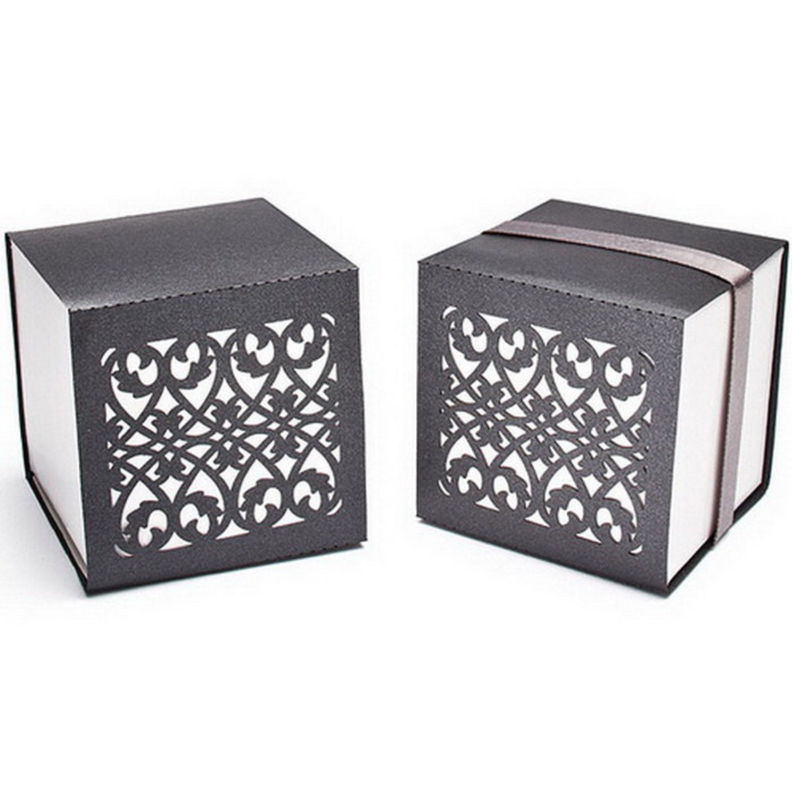 Laser Cut Square Favor Box Classy Box With Ribbon Wedding - Etsy