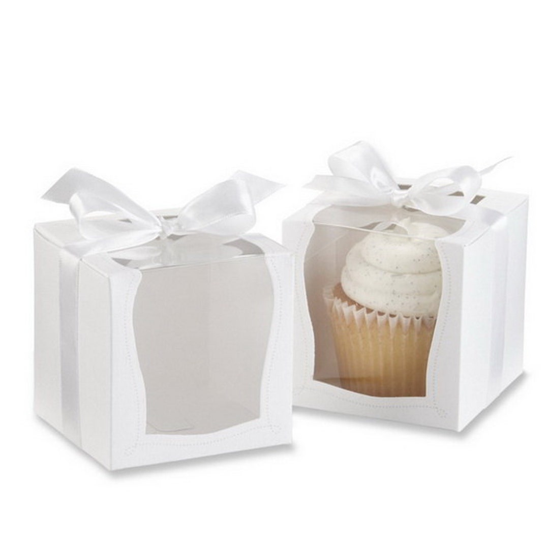White Cupcake Boxes, Favor Boxes Clear Cupcake Boxes, Square Boxes ...