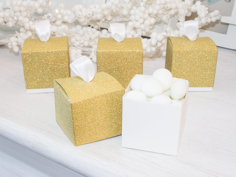 Gold Glitter Favor Boxes Sparkling Favor Boxes Wedding - Etsy