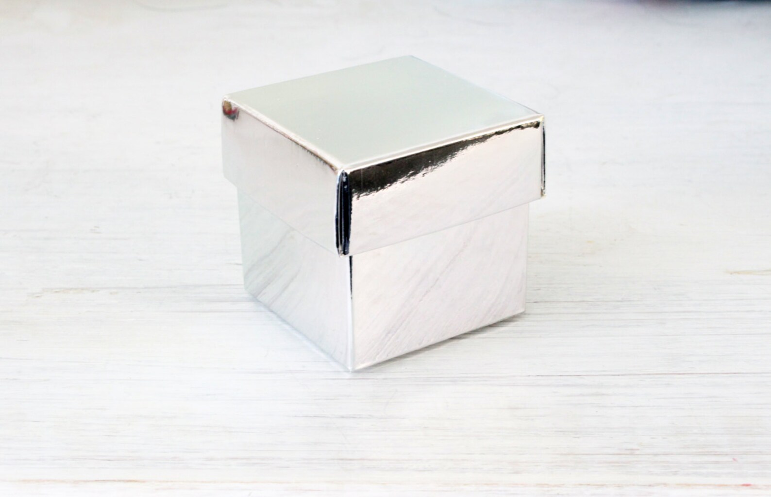 Silver Favor Boxes, 2x2x2 Small Mini Square Personalized Wedding Favor ...