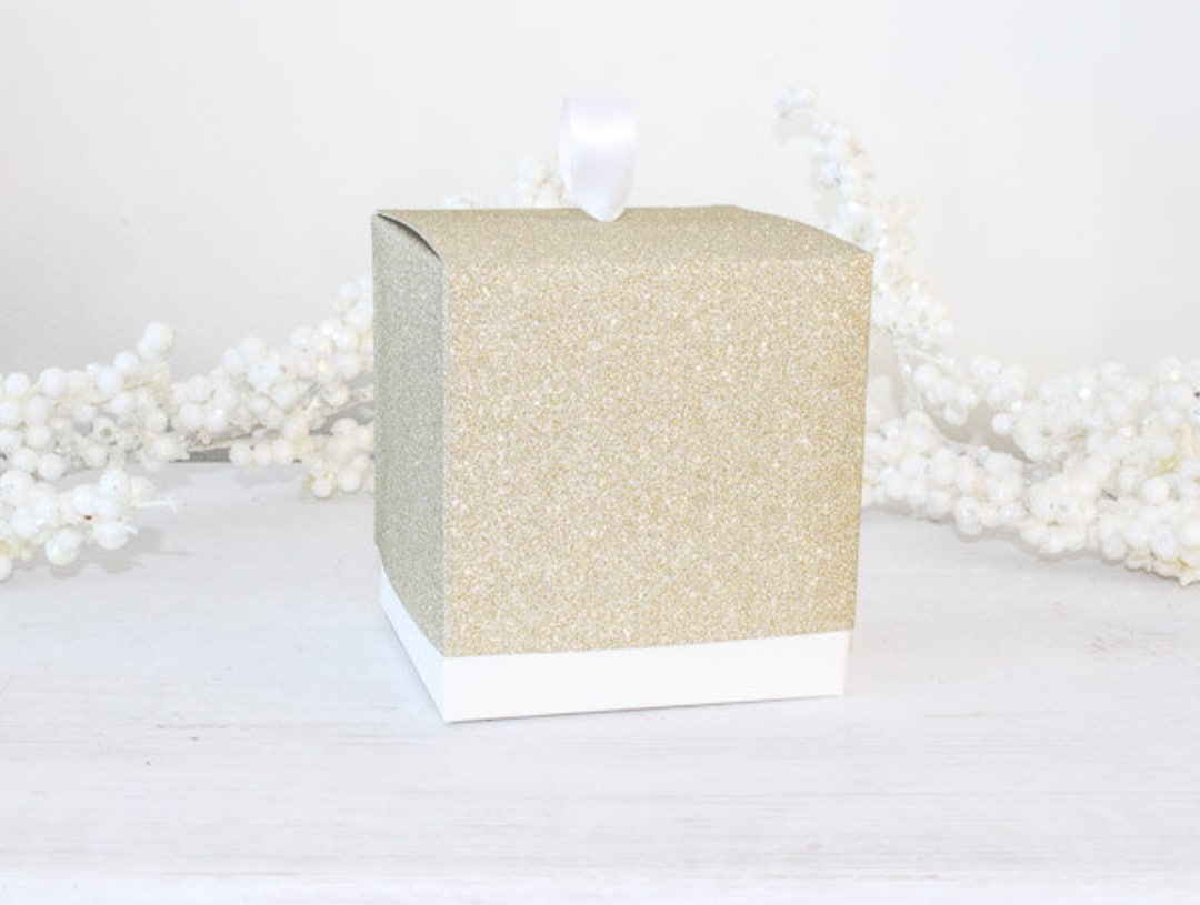 Single Gold Wedding Cupcake Boxes, Gold Glitter Favor Boxes, Party ...