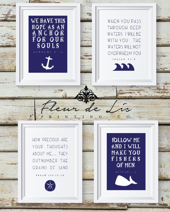 Nautical Theme Bible Verse, Ocean Water Religious Home Decor, Instant ...