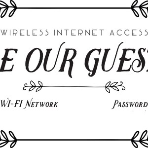 Guest Wi-fi Printable, Wireless Network Information, Customizable ...
