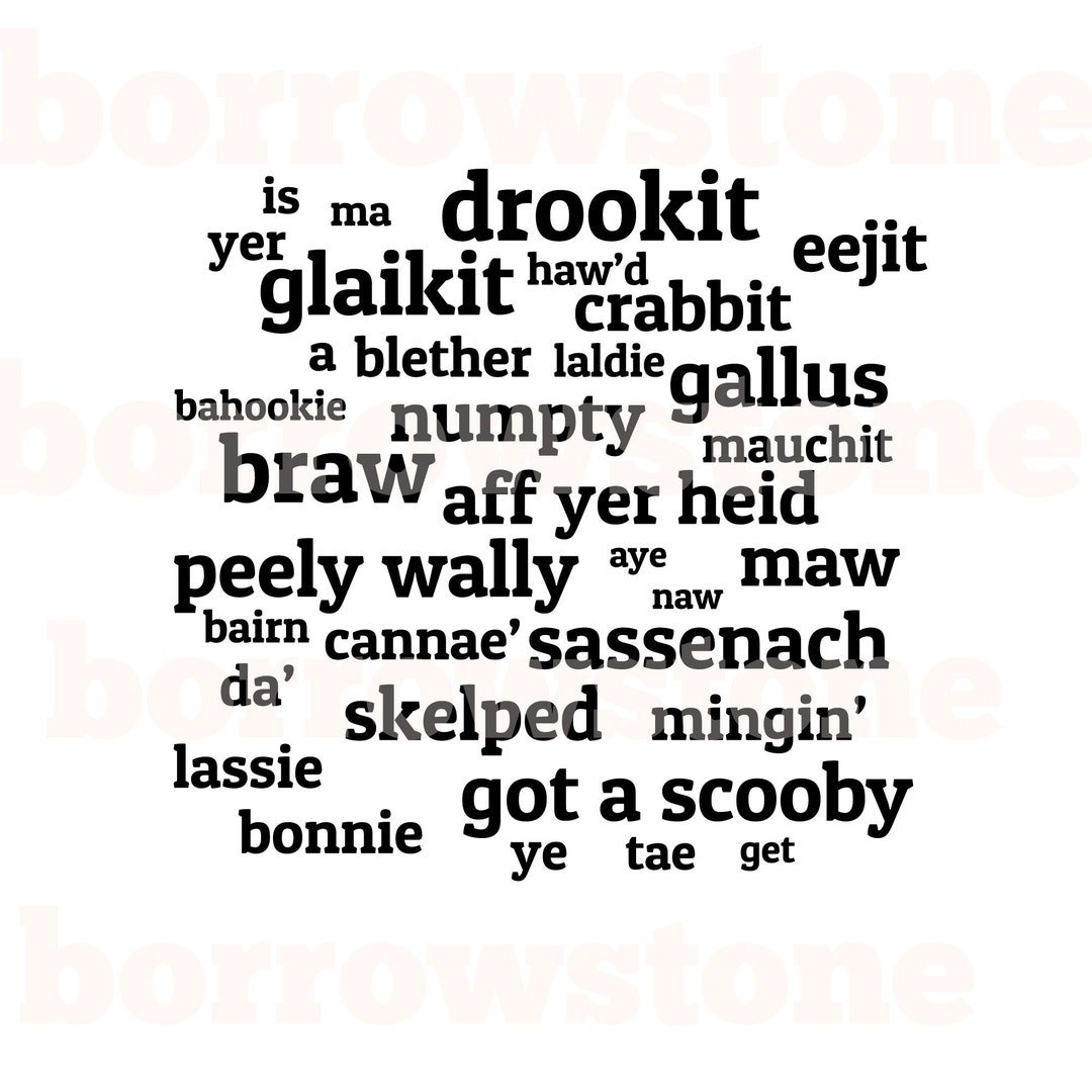Scottish Words SVG DXF for Silhouette Cameo, Cricut, Sublimation Svg Ai ...