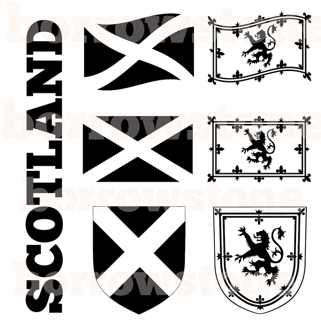 Scottish Lion Flags Shield SVG DXF for Silhouette Cameo, Cricut ...