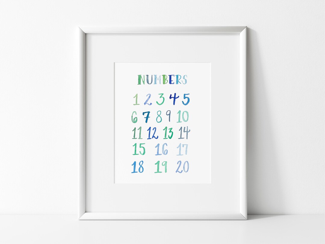 Watercolor ABC Poster,number Chart,rainbow, Montessori,playroom Art ...