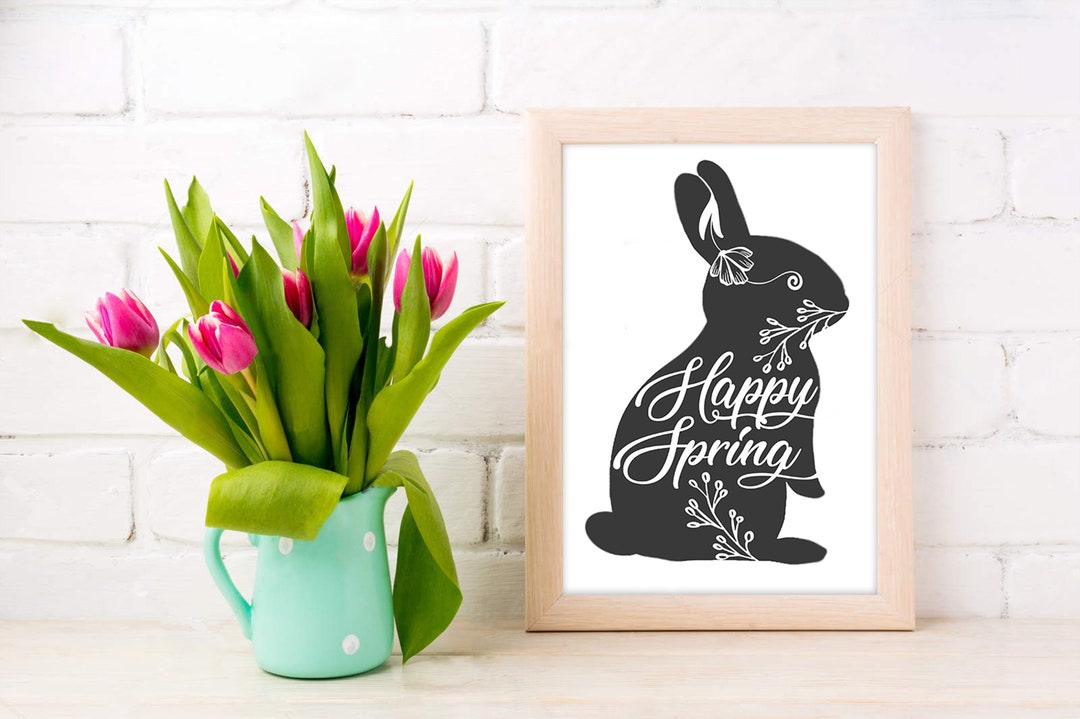 Happy Spring Bunny Printable 8x10.. DIGITAL DELIVERY - Etsy