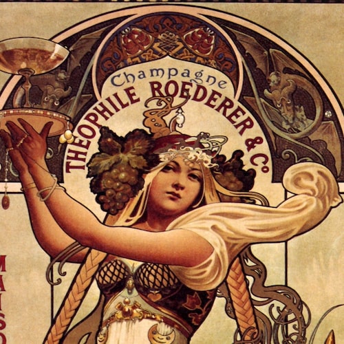 Champagne 1864 Girl Holding Glass of Theophile Roederer Art - Etsy