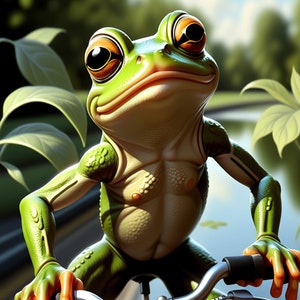 Ride a Bike Pleasure Cycling Frog Riding Bicycle Cycle Too Good Vintage ...