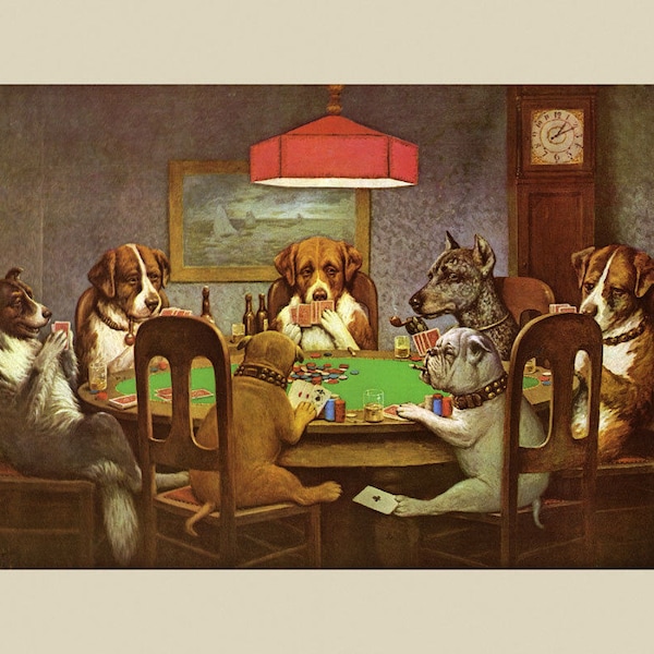 Dogs Playing Cards Poster - Etsy