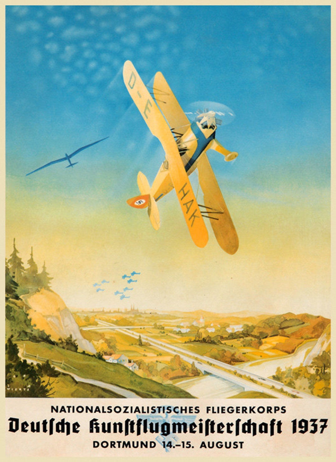 Plane Glider Germany German 1937 Airplane Landscape European Aviation ...