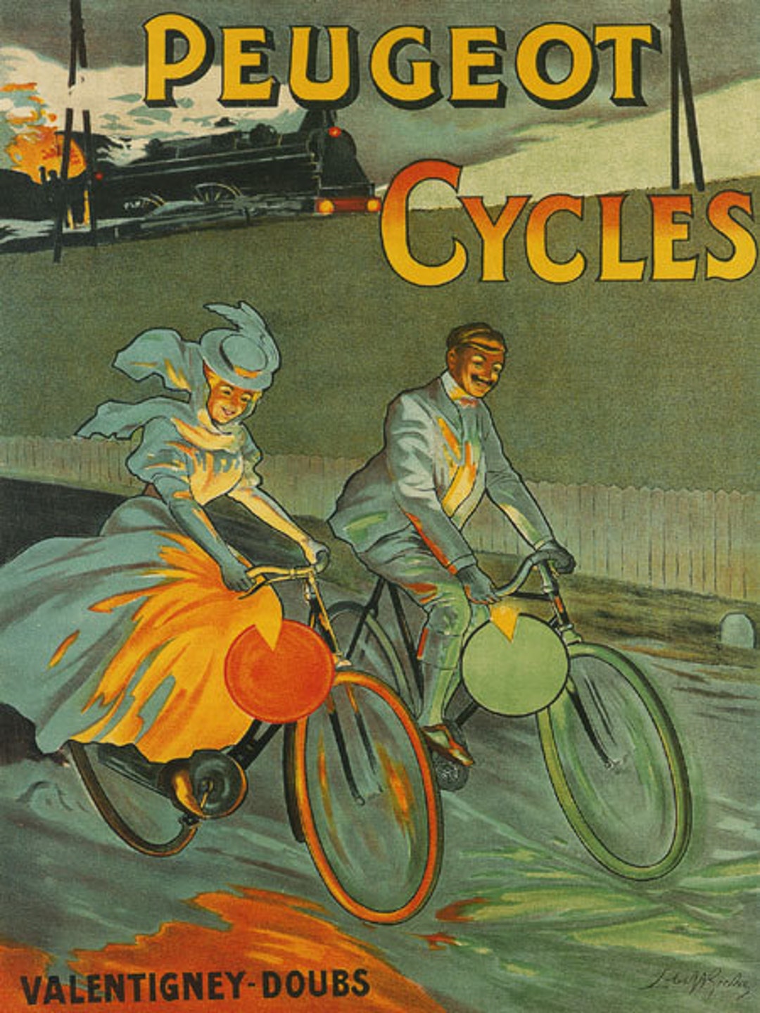 Bike Peugeot Train Cycle Couple Riding Bicycle France French Cycling ...