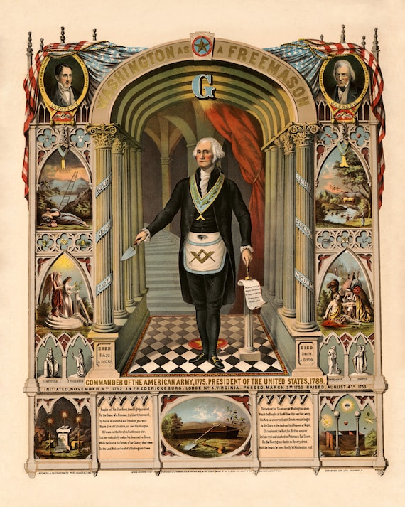 American President George Washington Freemasonry Freemason | Etsy