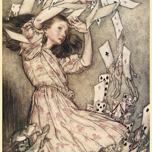 Poster Alice Adventures in Wonderland Deck of Cards Falling on Her ...