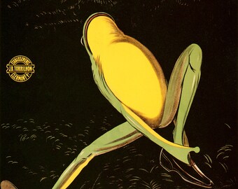 Chaussures J B Torrilhon Frog Man Shoes French Cappiello Vintage Poster ...