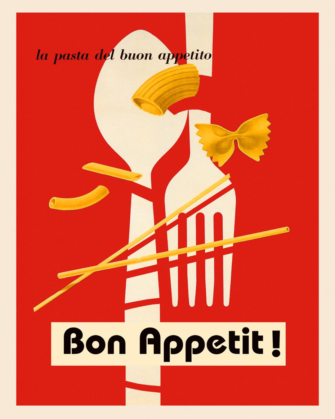 Food Pasta Bon Appetit Spaghetti Italy Italia Italian Fine Vintage ...