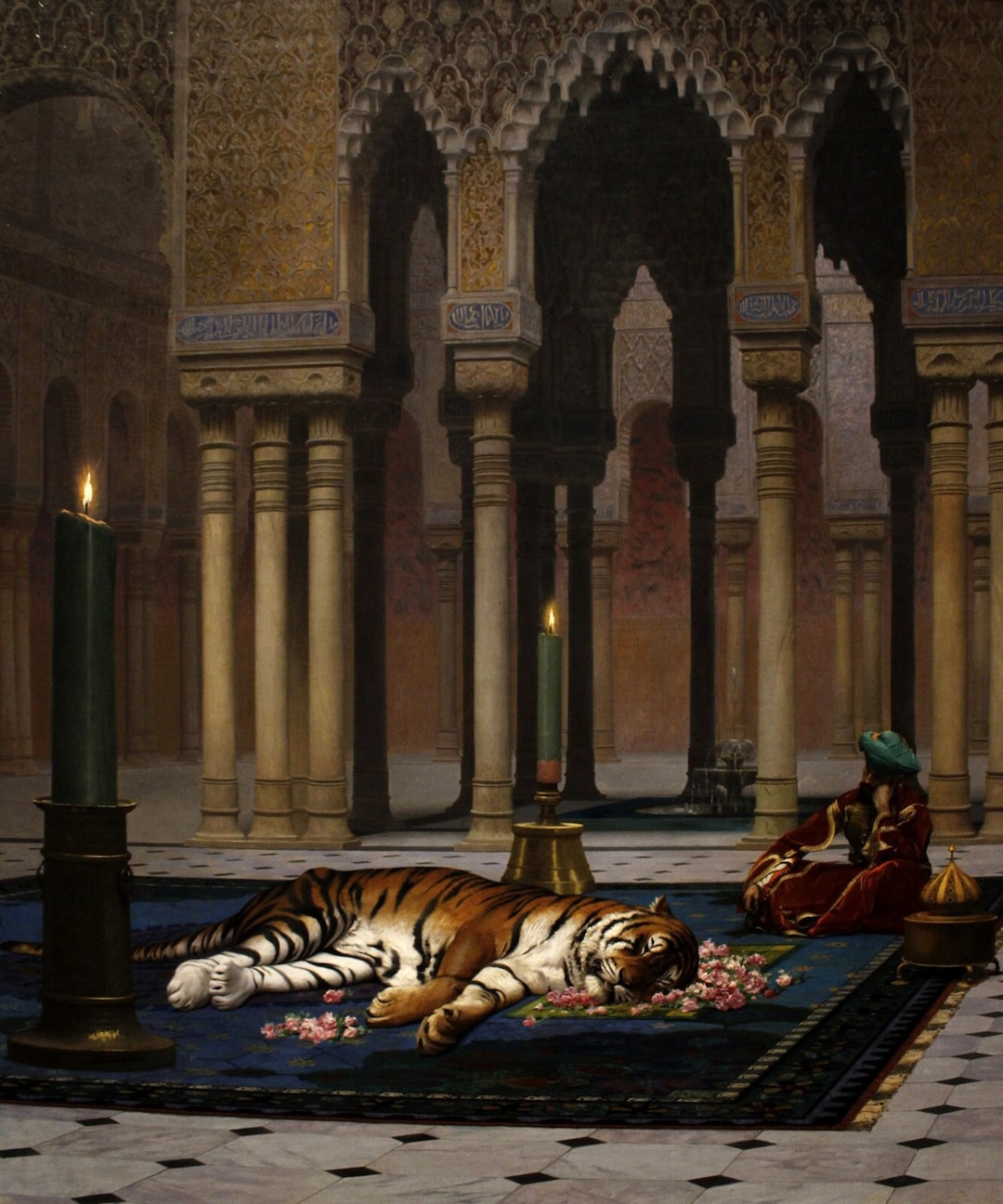 The Grief of the Pasha Dead Tiger 1882 Orientalism Painting by Jean ...